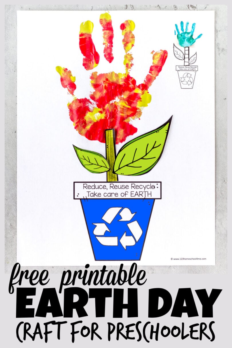 🌍 Earth Day Handprint Flower Craft Preschool (free printable template)