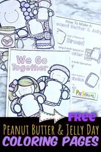 FREE FREE Printable Peanut Butter and Jelly Day Coloring Pages