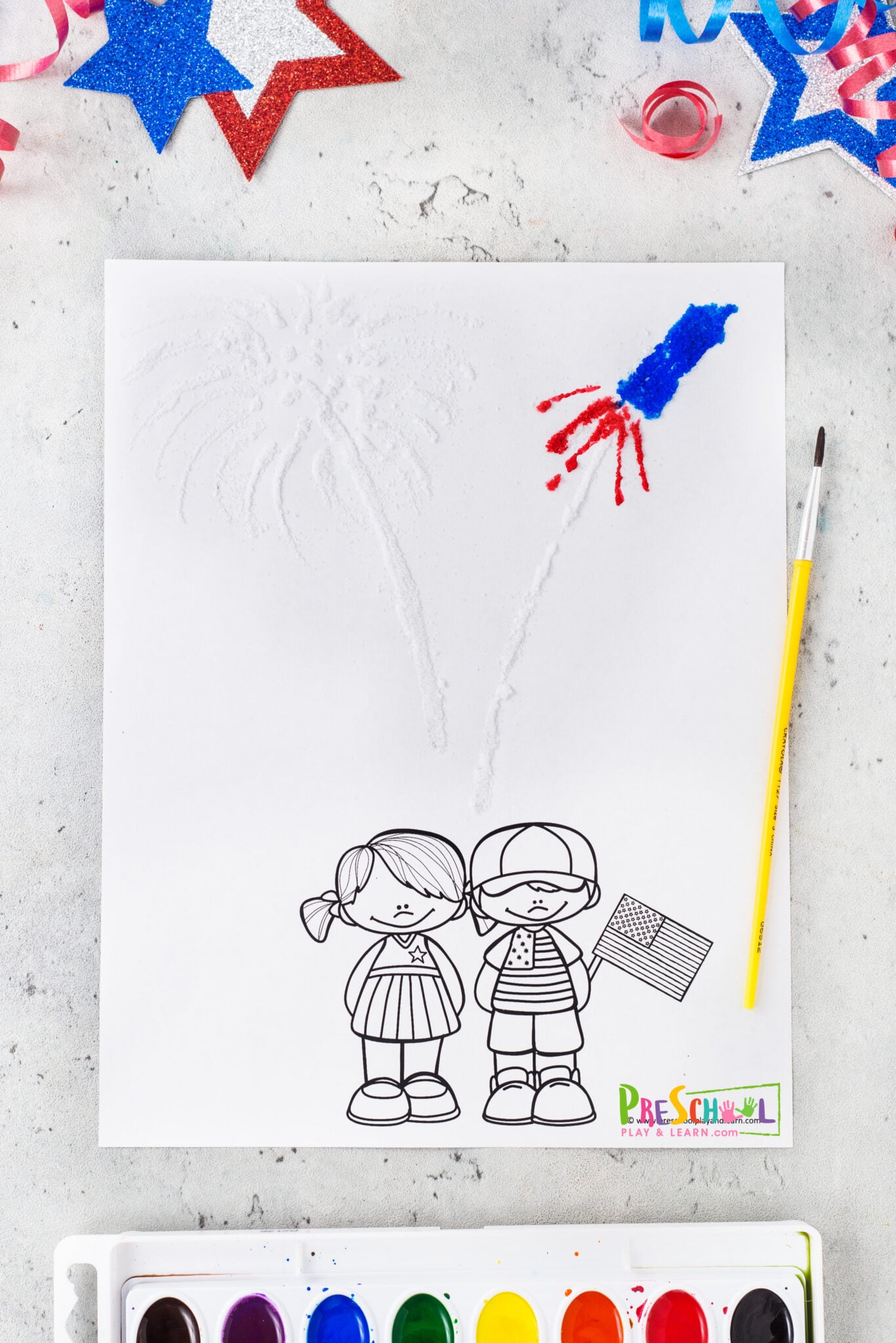 4th of July Firework Craft for Preschoolers (with free printables)
