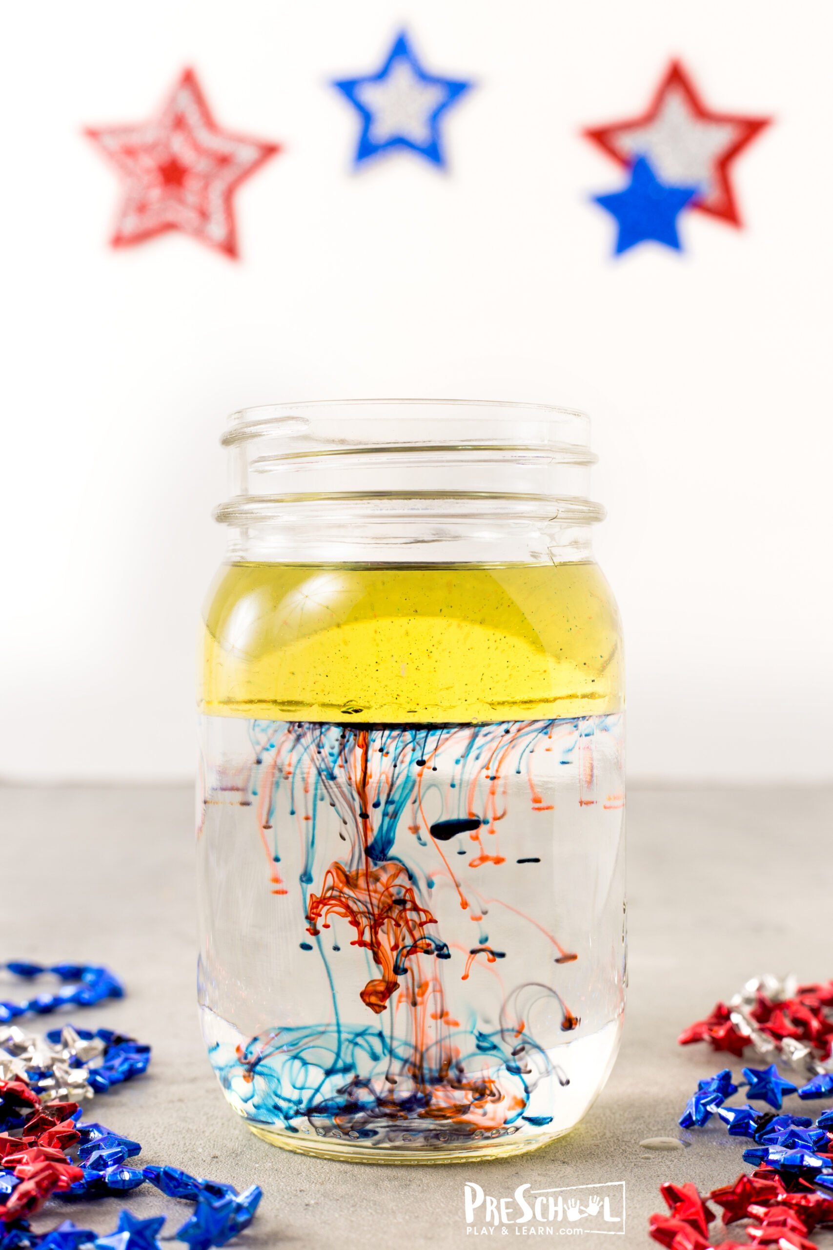 🦅 Fireworks in a Jar - 4th of July Oil and Water Science Experiment