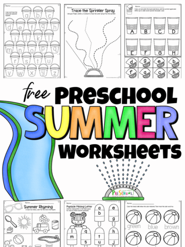 😎 FREE Summer Worksheets for Preschool
