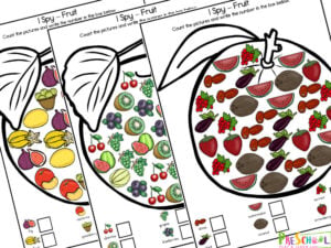 🍎🍌🍐 FREE I Spy Fruits Printable Worksheet for Preschool