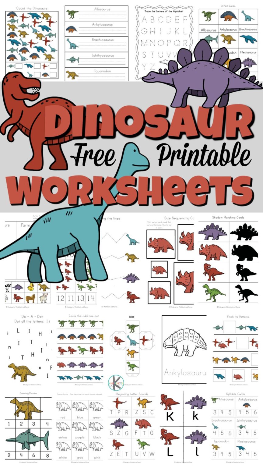 FREE Color by Number Dinosaur Worksheets