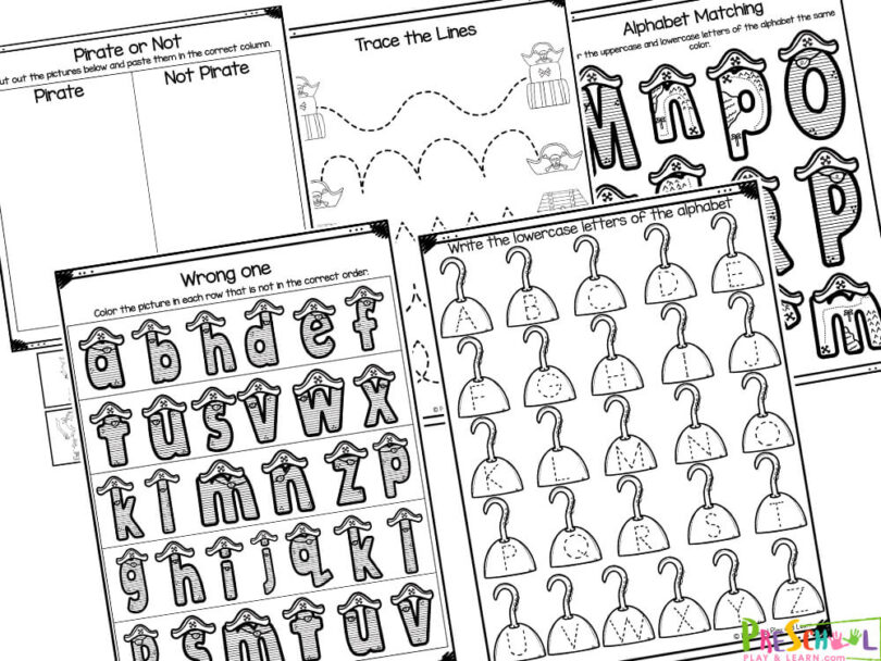 🏴‍☠️ FREE Printable Pirate Worksheets for Preschoolers