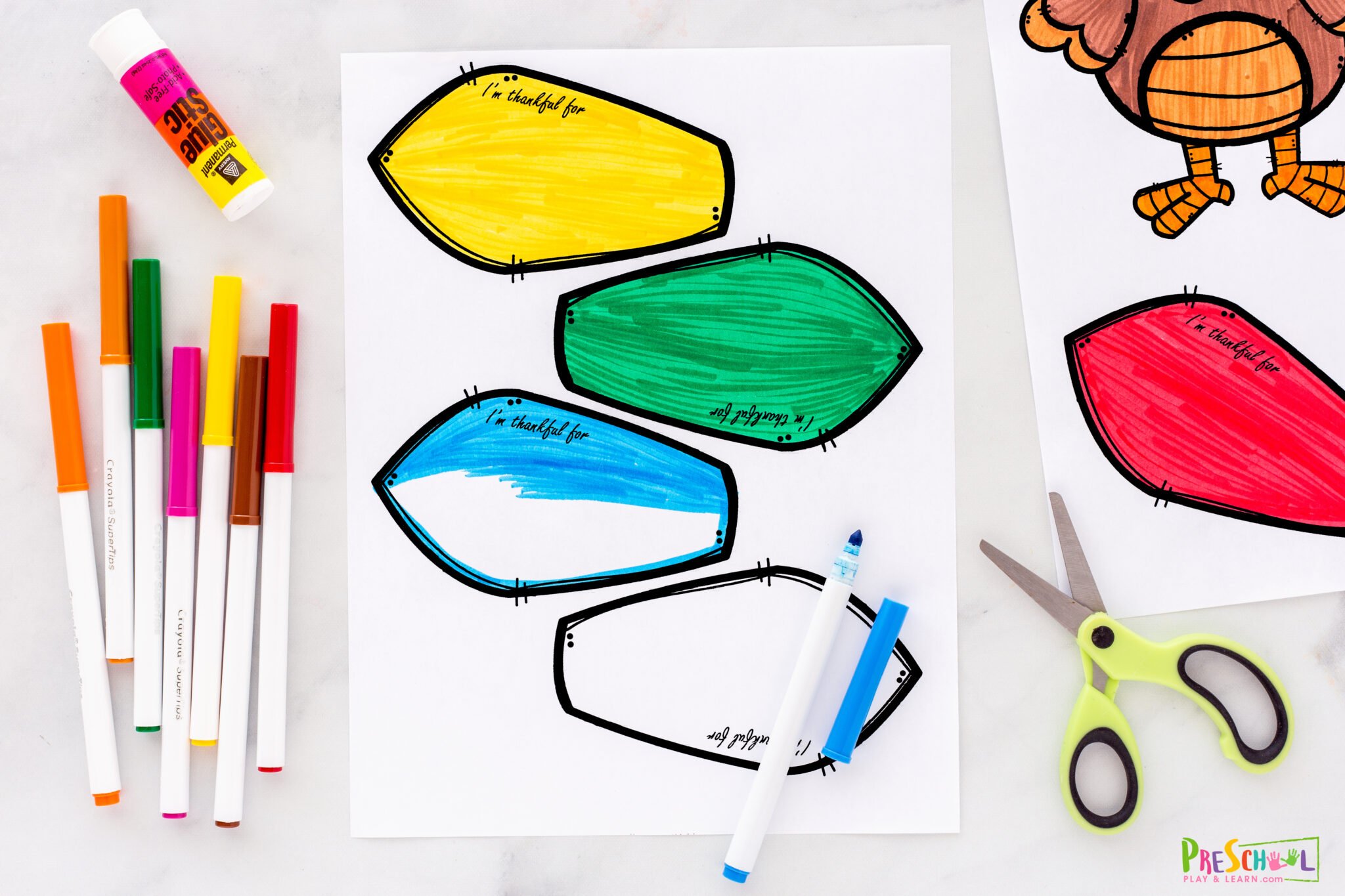 🦃 FREE Printable "I am Thankful" Turkey Paper Craft