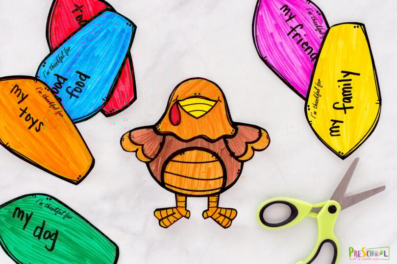 🦃 FREE Printable "I am Thankful" Turkey Paper Craft