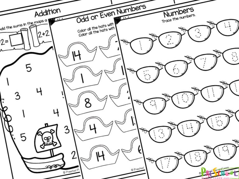 🏴‍☠️ FREE Printable Pirate Worksheets for Preschoolers