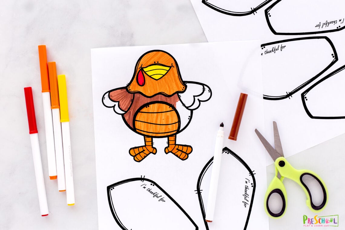 🦃 FREE Printable "I am Thankful" Turkey Paper Craft