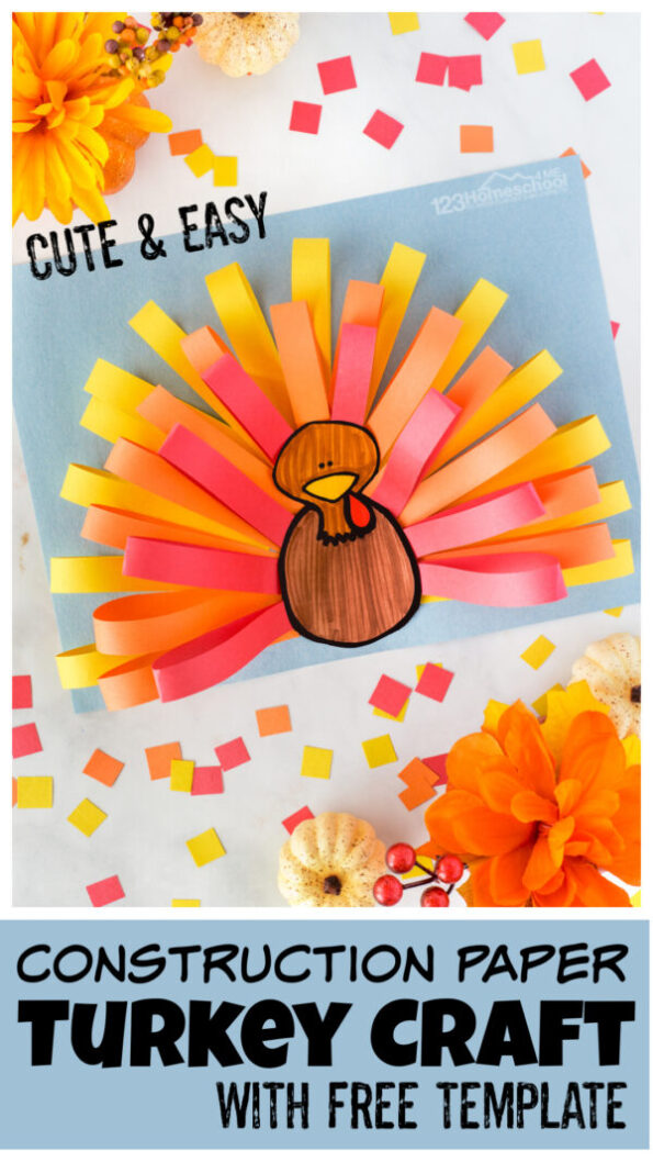 🦃 FREE Printable "I am Thankful" Turkey Paper Craft