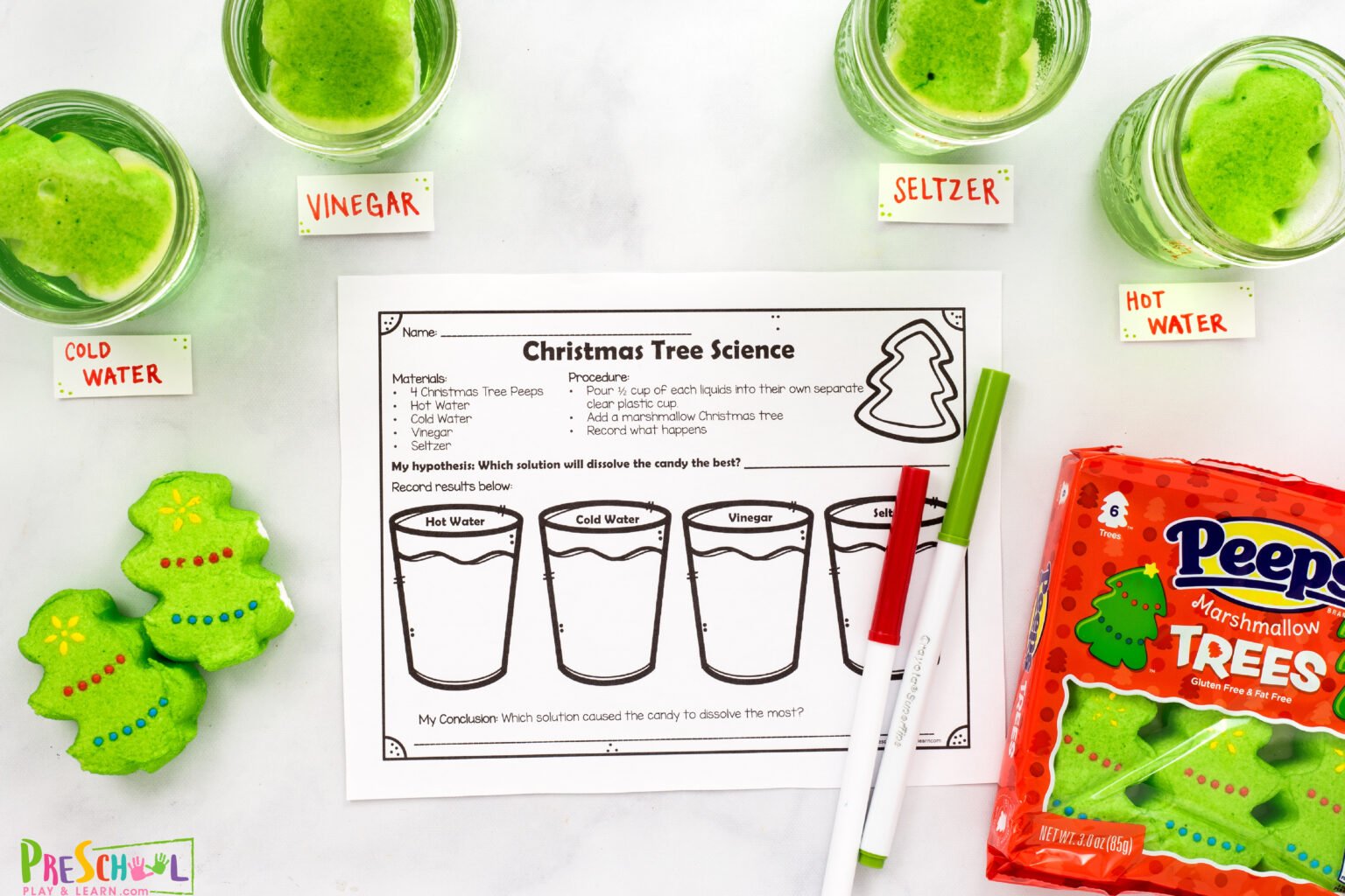 🎄 Christmas Tree Science Experiment Dissolving Peeps Activities