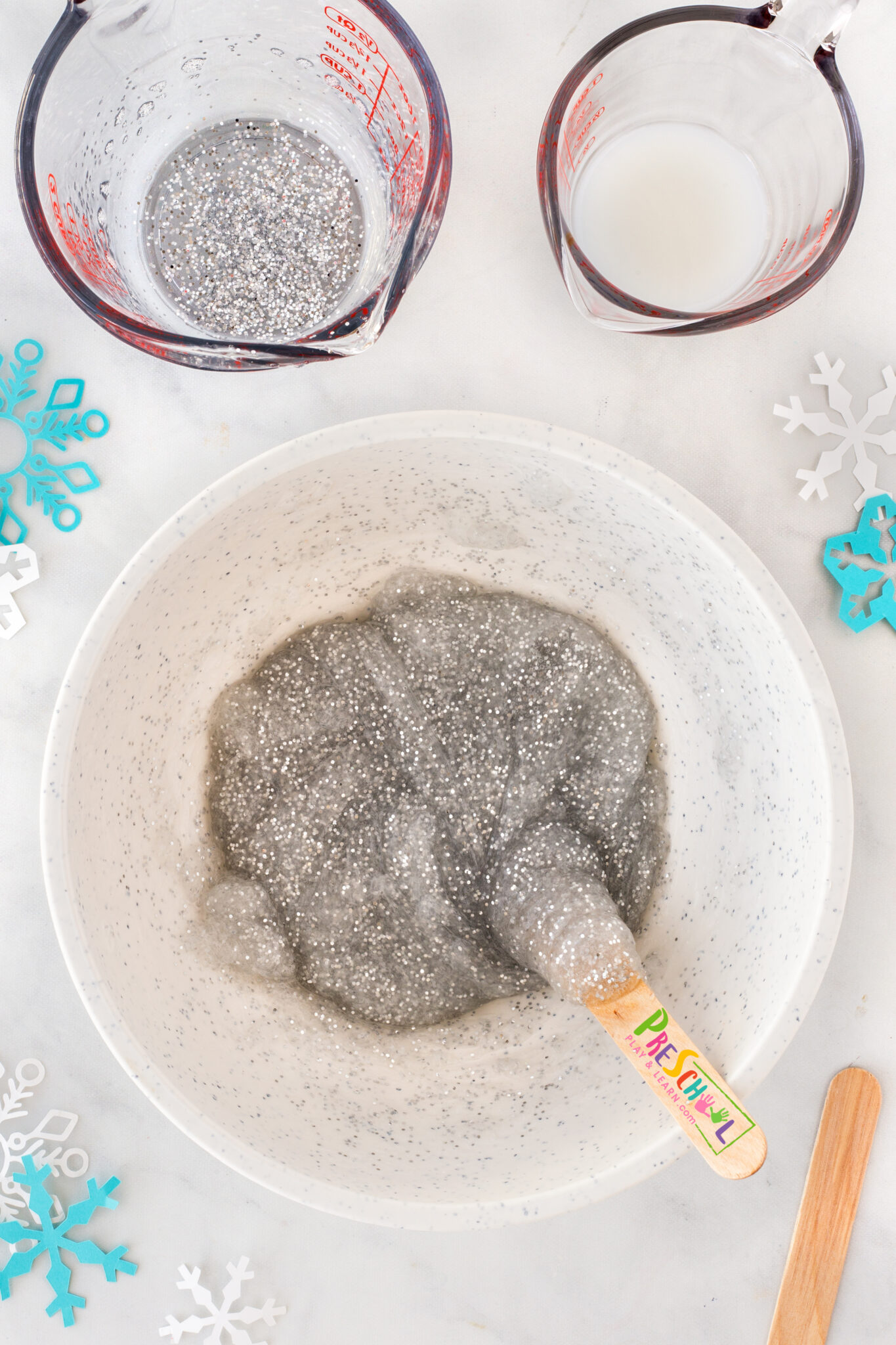 ⛄ Winter Snow Slime Recipe Activity for Kids