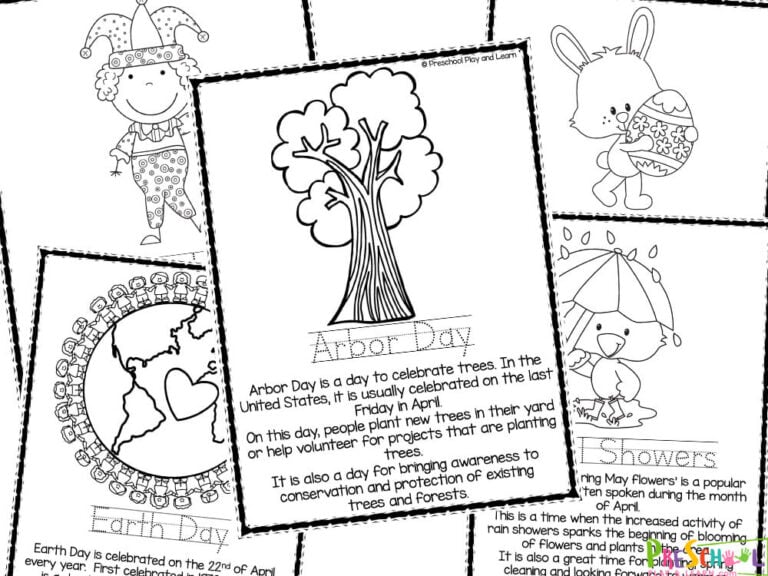 FREE Printable April Coloring Pages for Preschoolers