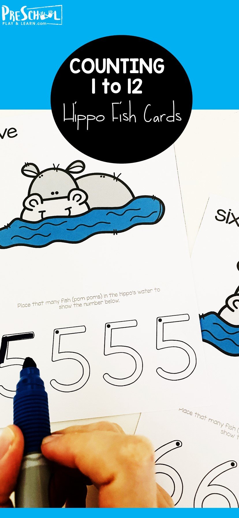 🦛 FREE Printable Hippo Tracing Numbers 0-10 Mats