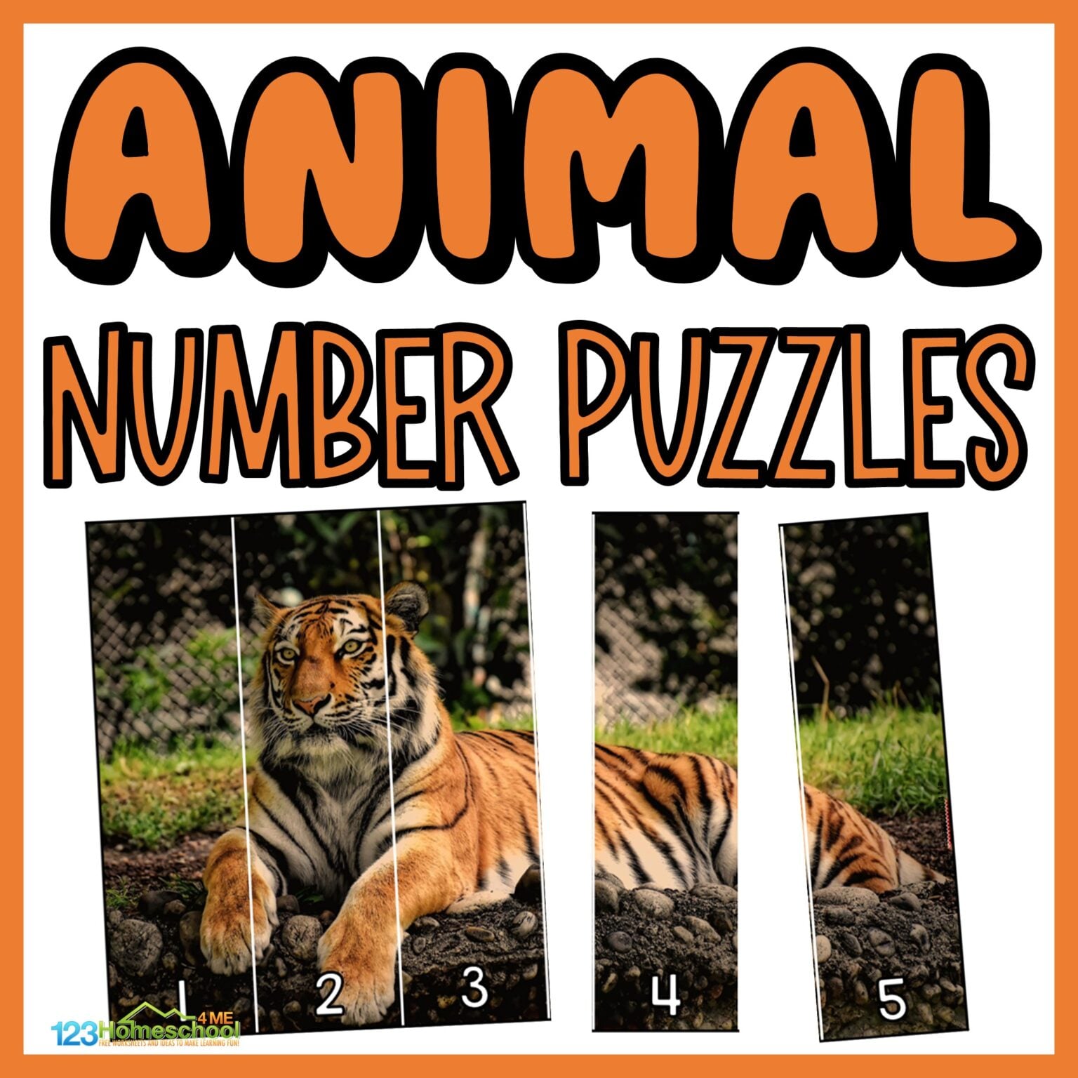 🦓🦒🦍 FREE Printable Zoo Animal Number Puzzles