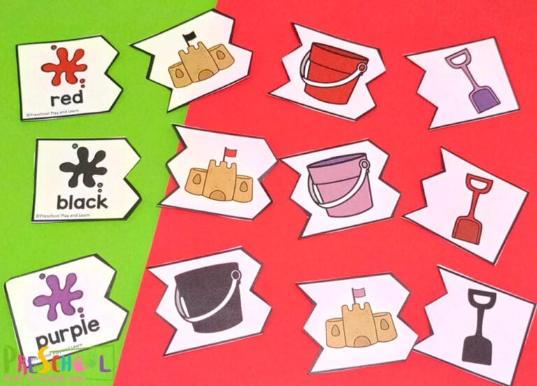 Summer Color Matching Printable Activity for Preschoolers