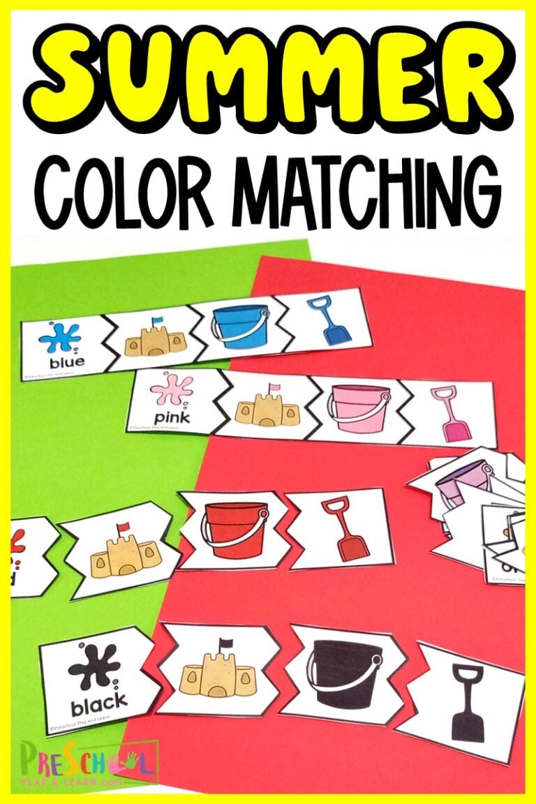 Summer Color Matching Printable Activity for Preschoolers