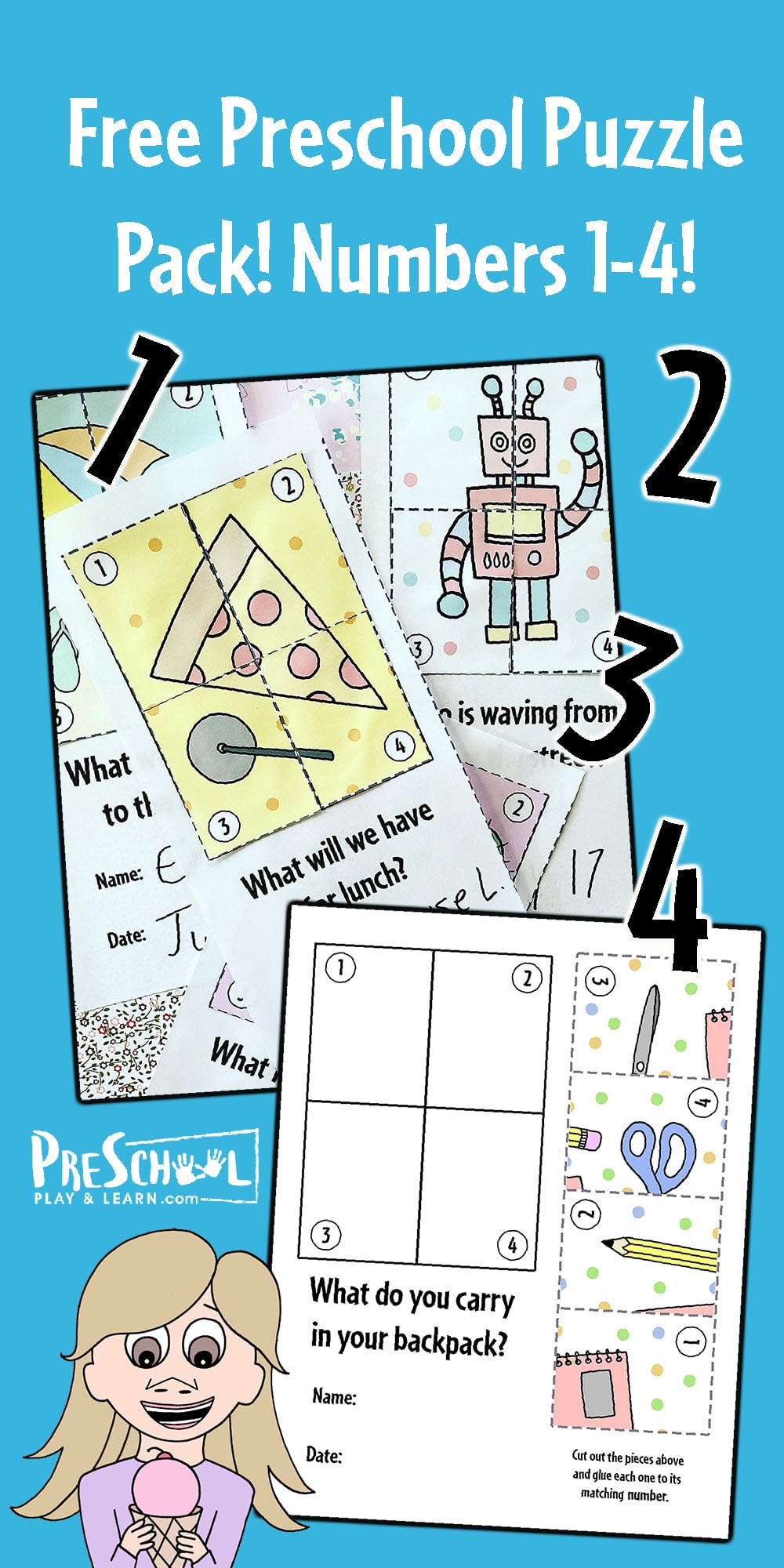 FREE Complete the Picture Preschool Cut and Paste Worksheets