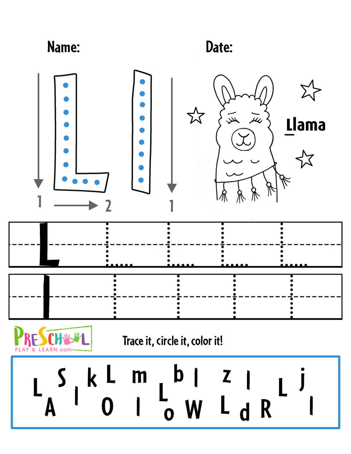 🦙 FREE Printable Llama Worksheets for Preschoolers