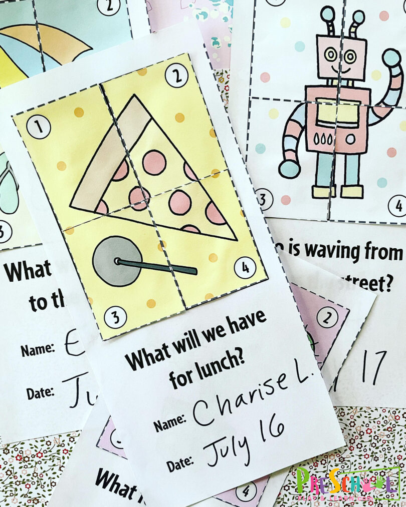 FREE Complete the Picture Preschool Cut and Paste Worksheets