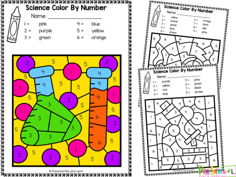 🧪 FREE Printable Science Color by Number Worksheets