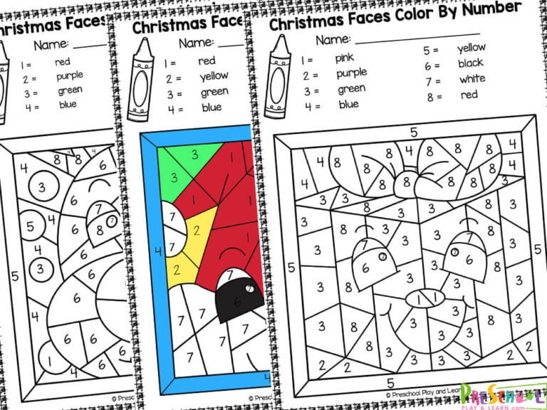 FREE Printable Christmas Color by Number Worksheets