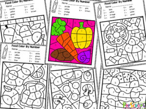 FREE Printable Food Color by Number Worksheets