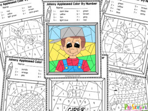 FREE Johnny Appleseed Color by Number Worksheets