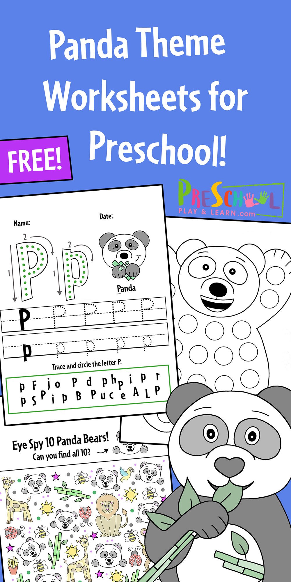 🐼 FREE Printable Panada Worksheets for Preschool