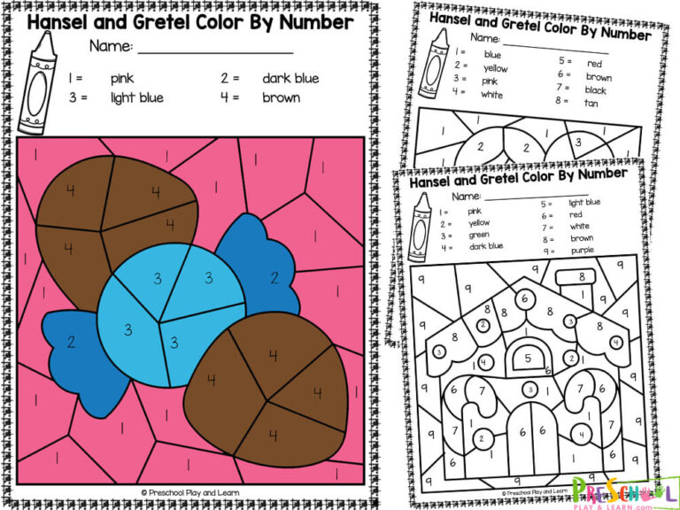 FREE Hansel and Gretel Color By Number Coloring Pages