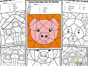 FREE Three Little Pigs Color By Number Worksheets