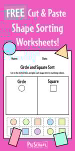 FREE Cut and Paste Shape Sorting Worksheets for Preschool