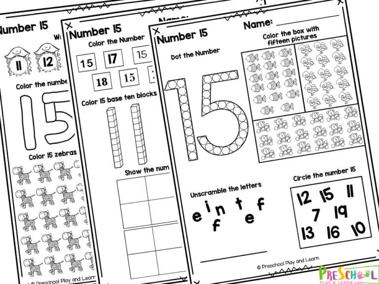 FREE Printable Number 15 Tracing Worksheets for Preschool
