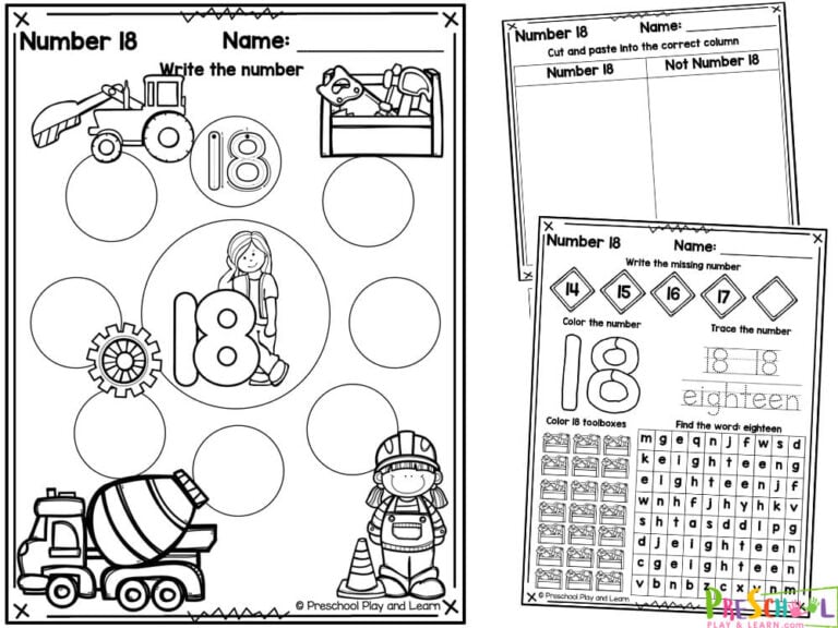 FREE Printable Number 18 Tracing Worksheets