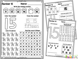 FREE Printable Number 15 Tracing Worksheets for Preschool