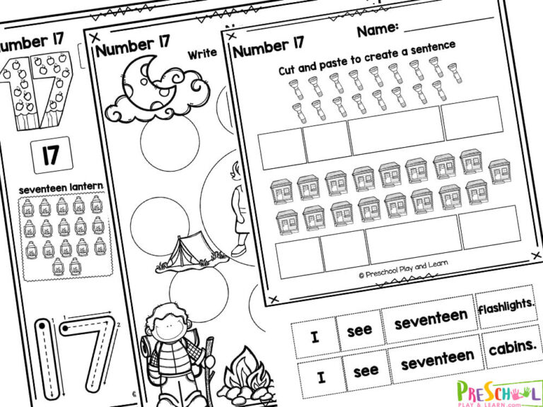 FREE Printable Number 17 Tracing Worksheets