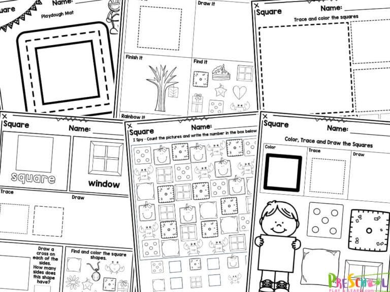 🟨 FREE Printable Square Shape Worksheets for Preschool