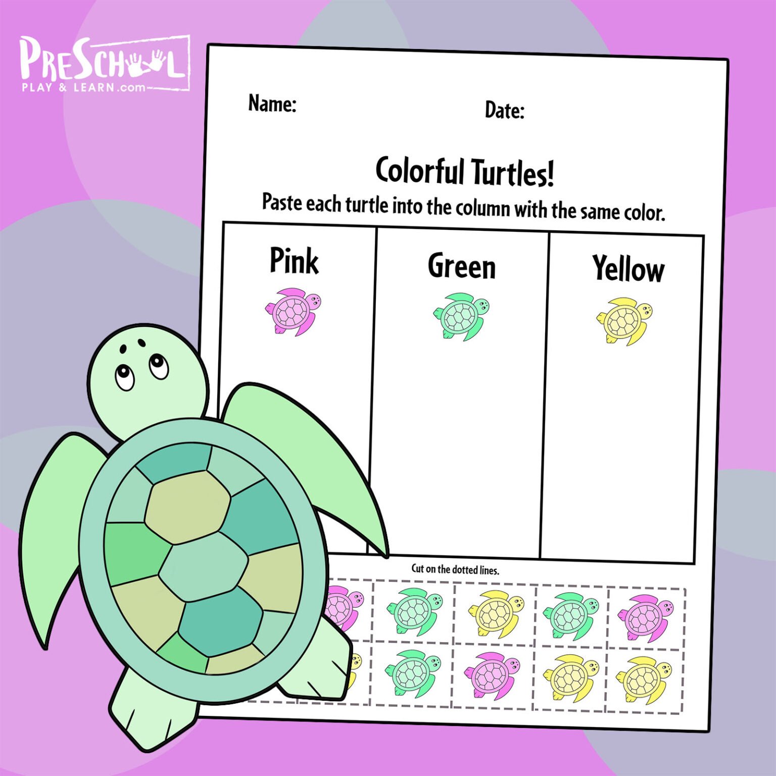🐢 FREE Printable Turtle Worksheets for Preschool Theme