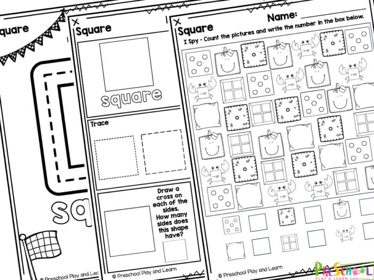 🟨 FREE Printable Square Shape Worksheets for Preschool