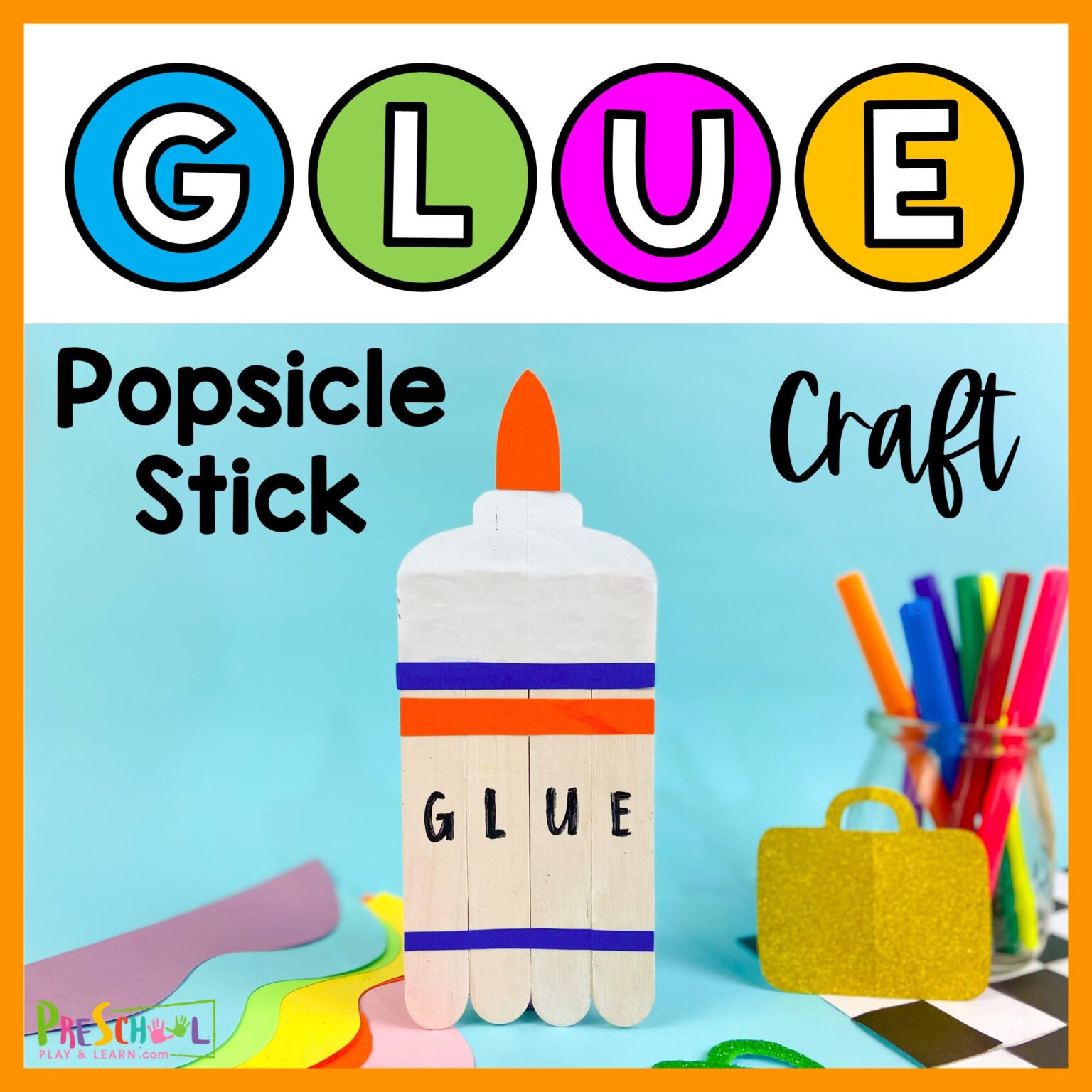 Glue Popsicle Stick Craft - Back to School Craft for Preschool Kids