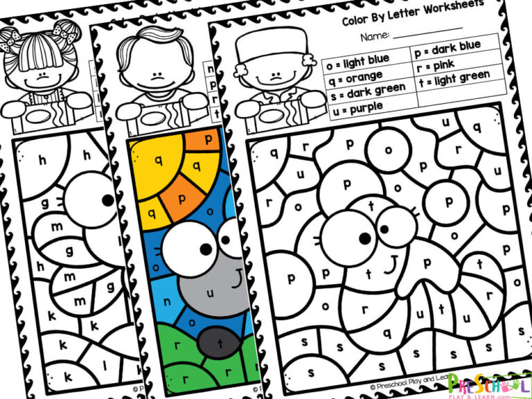 FREE Bug Color By Letter Alphabet Recognition Worksheets