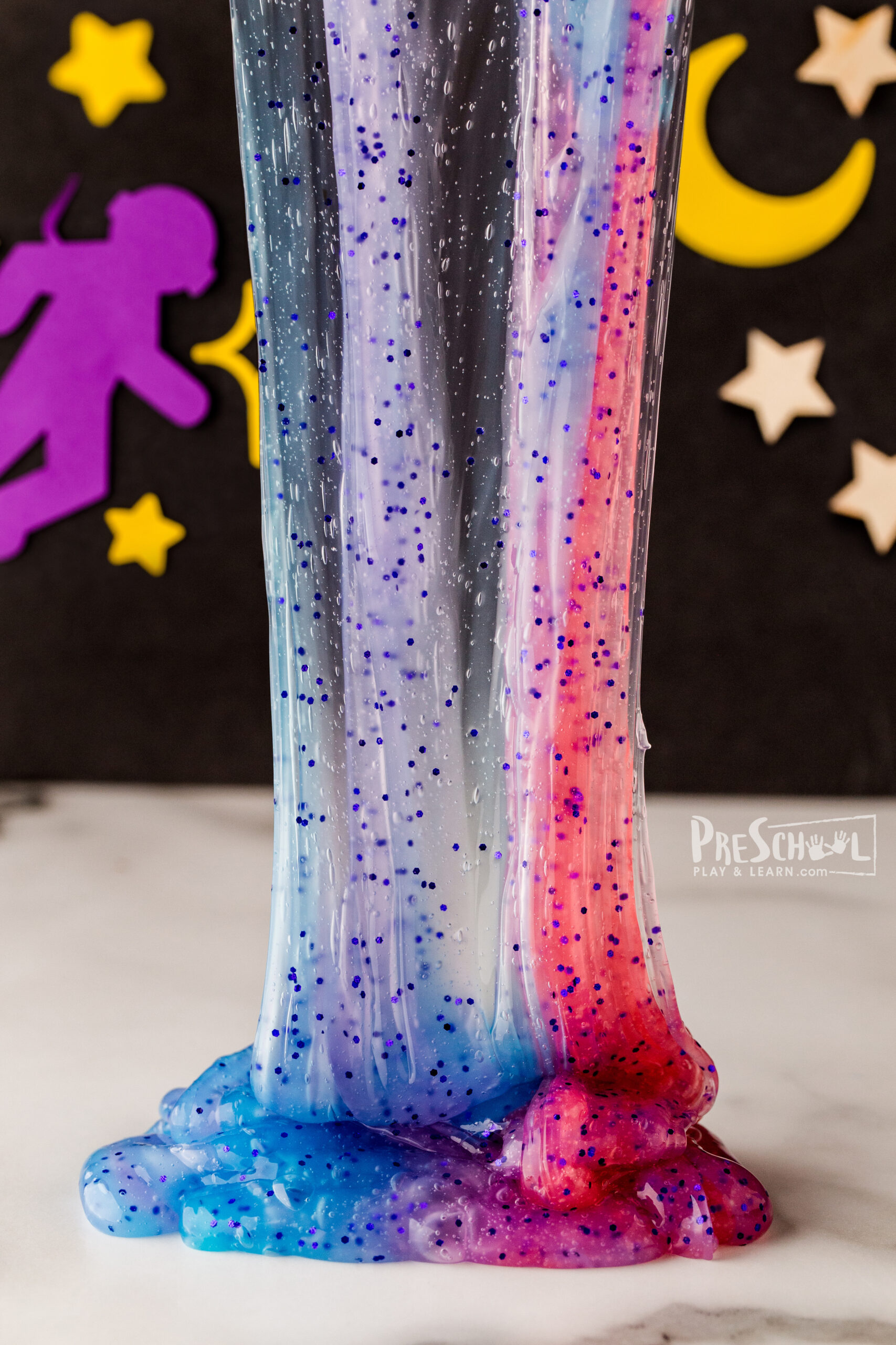 How to Make Galaxy Slime - Preschool Space Activities