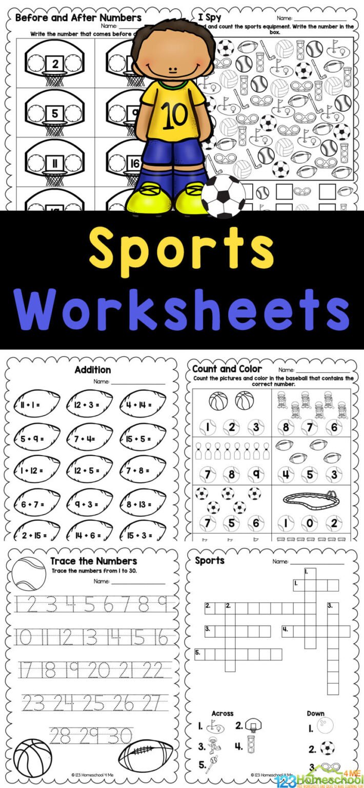 🏈⚾🎳⚽ FREE Printable Sports Worksheets for Preschoolers