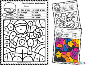 FREE Printable Space Color By Letter Worksheets for Preschoolers