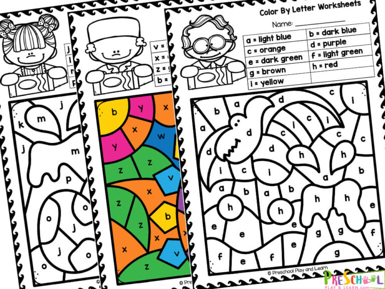 FREE Dinosaur Color By Code Letter Recognition Worksheets