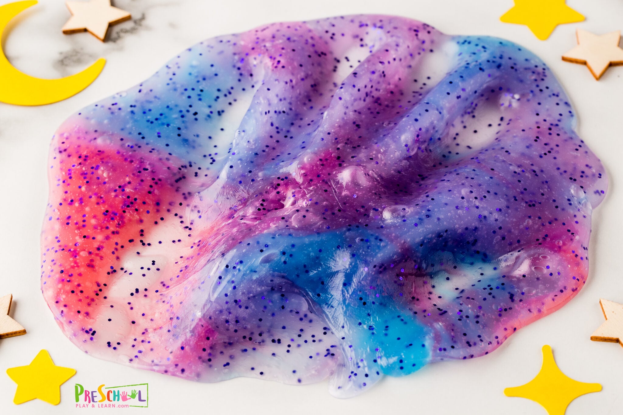 How to Make Galaxy Slime - Preschool Space Activities