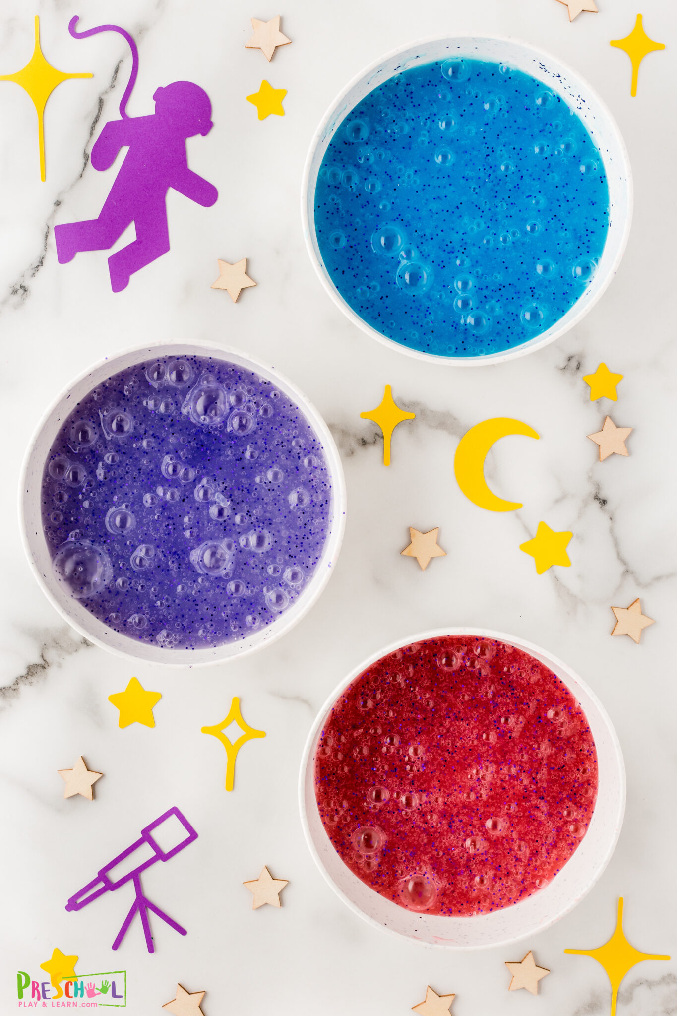 How to Make Galaxy Slime - Preschool Space Activities