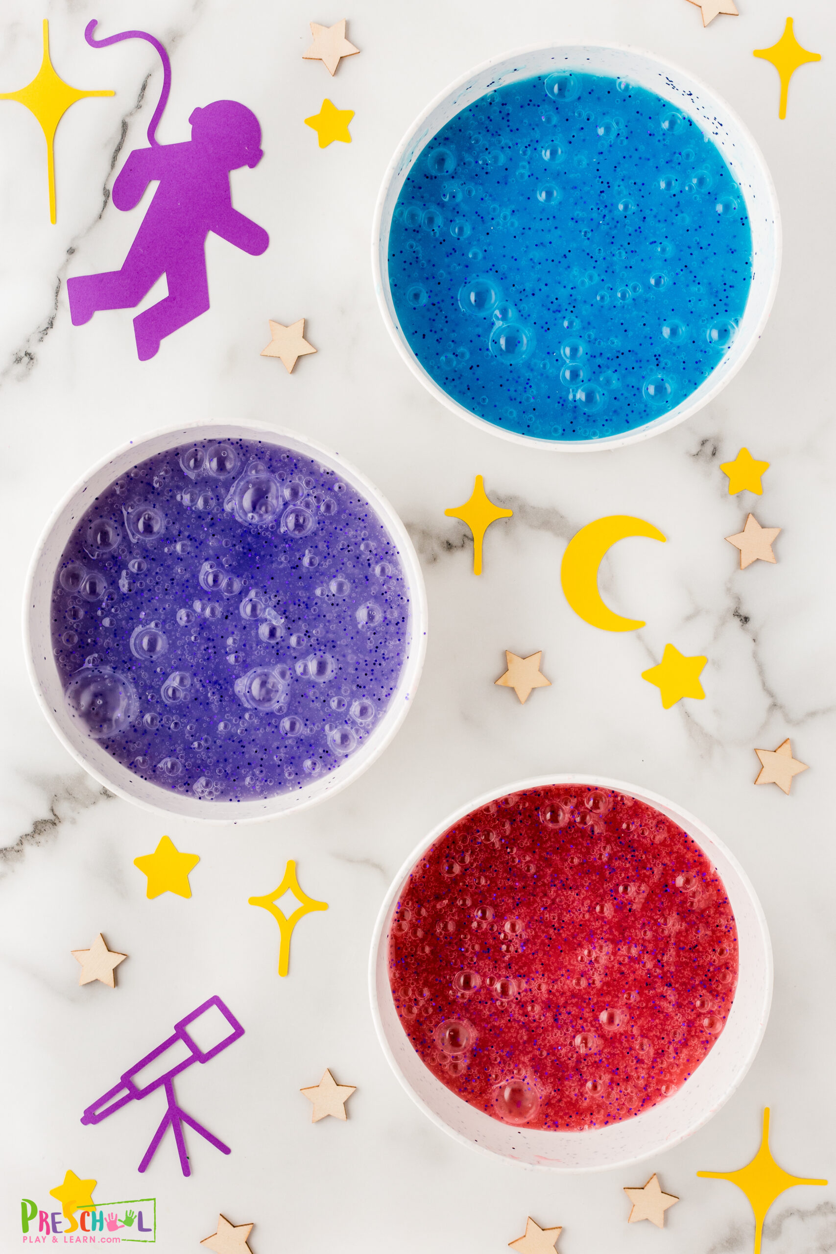 How to Make Galaxy Slime - Preschool Space Activities