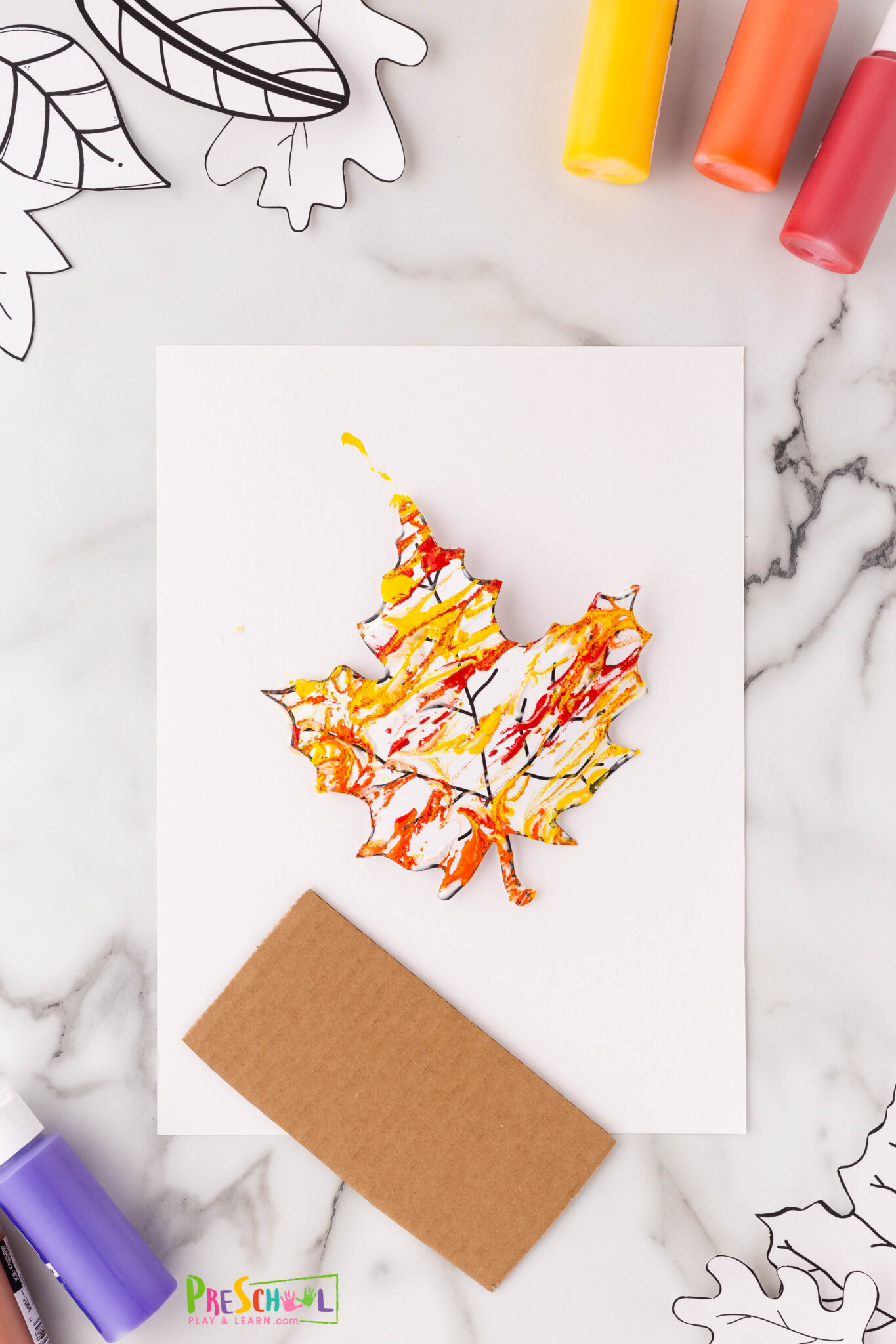 Fall Marbled Leaf Craft Art Projects for Preschoolers