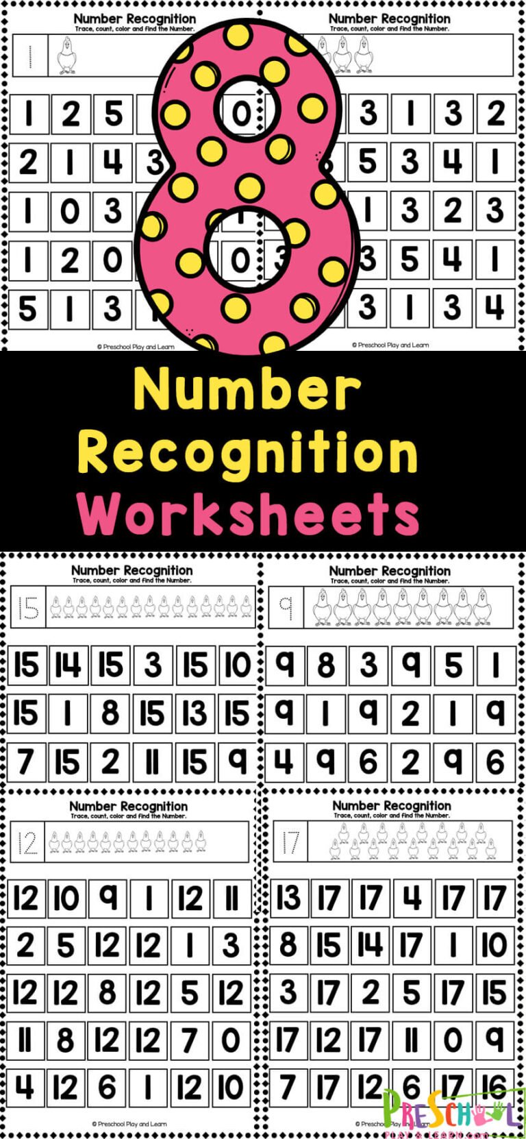 Printable Number Recognition Activities for Preschool - FREE 1-10 ...