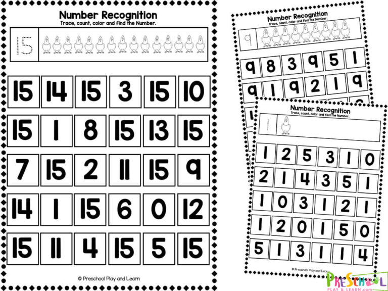 Printable Number Recognition Activities for Preschool - FREE 1-10 ...